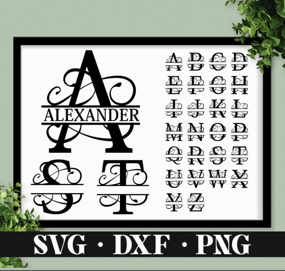 Instant Download SVG & PNG Easy to Use in Cricut Monogram Font Split ...