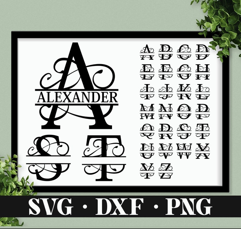 Split Monogram SVG DXF PNG 26 Cut Files Split Monogram - Etsy