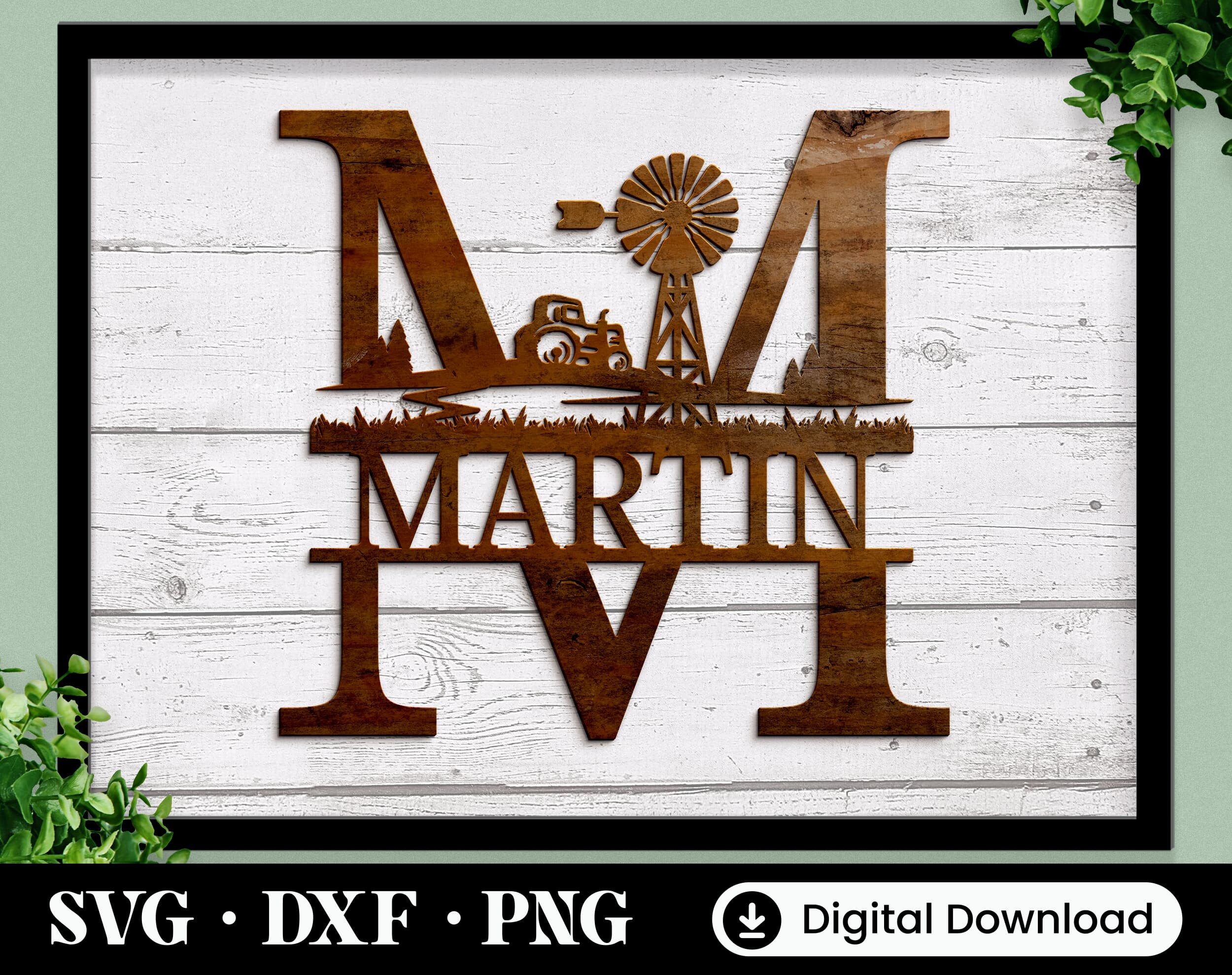 Farm Scene Split Monogram SVG DXF PNG 26 Cut Files Split - Etsy