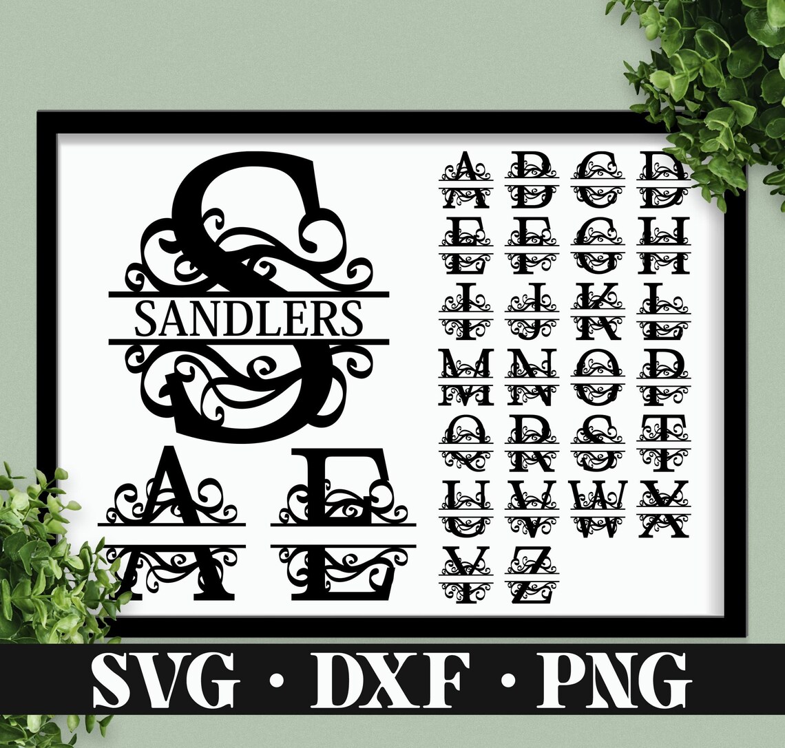 Split Monogram SVG DXF PNG 26 Cut Files Split Monogram - Etsy