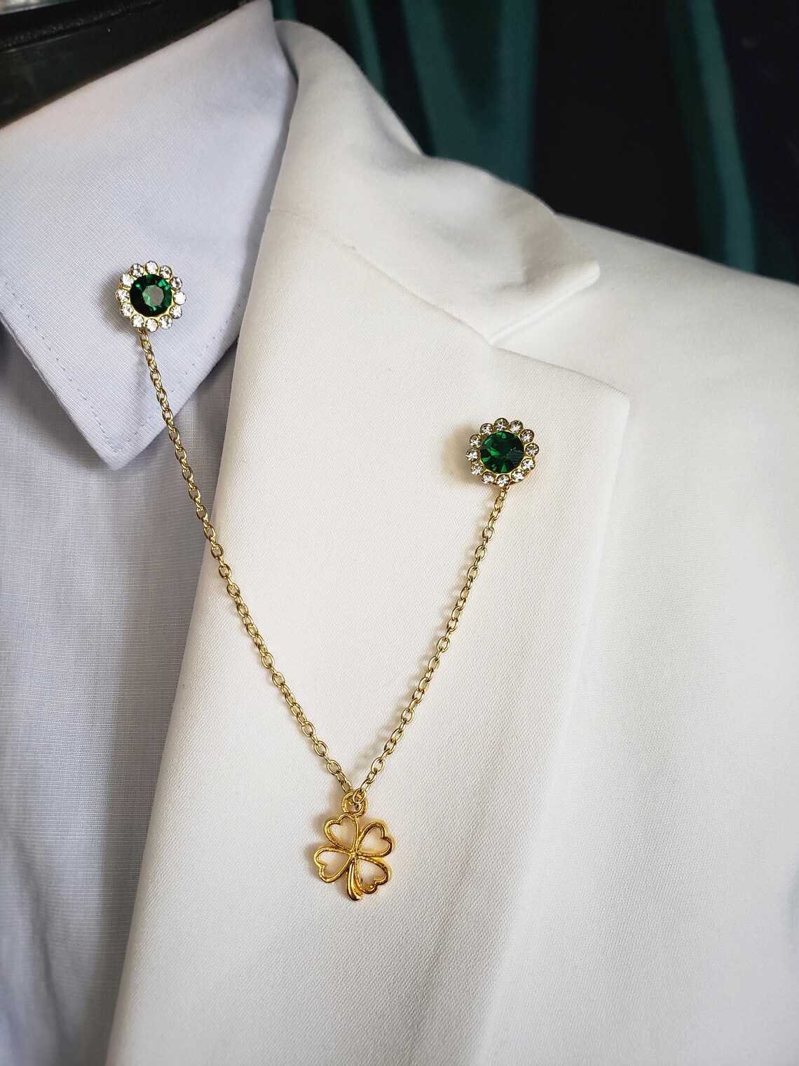 Four Leaf Clover Collar/Lapel Pin | Etsy