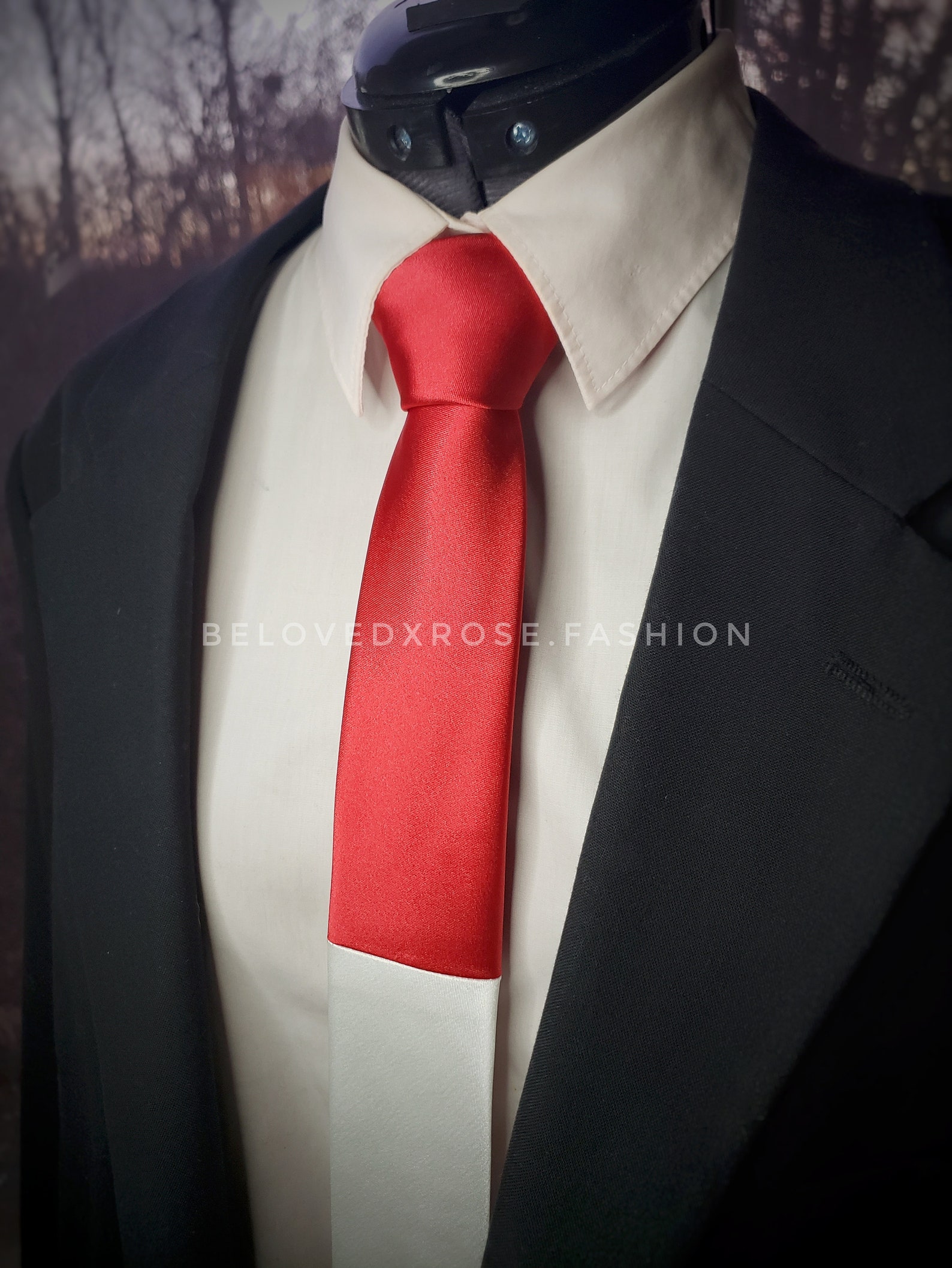 Red & White Video Game Inspired Skinny Necktie With Black Tie Clip - Etsy