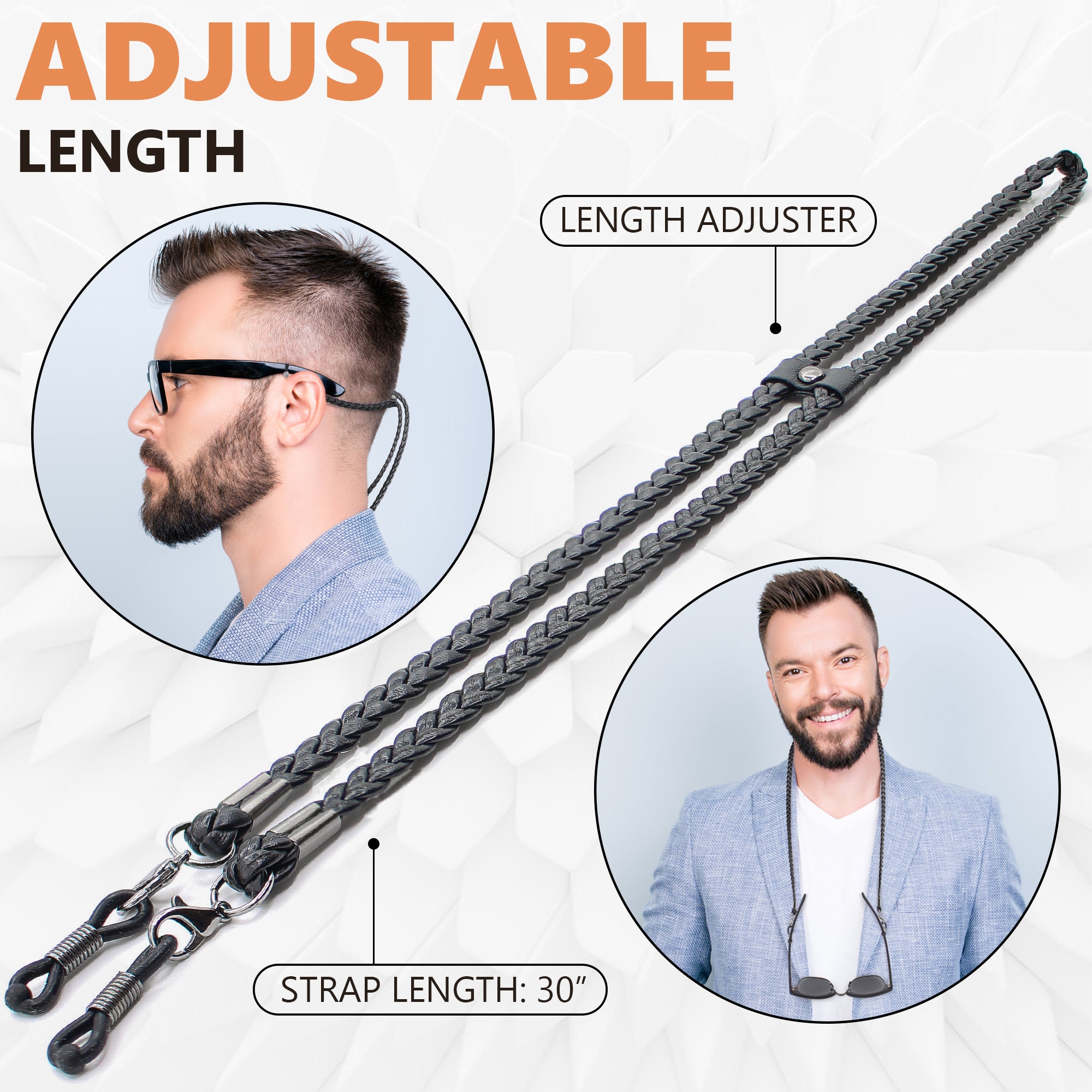 Eye Glass String Strap Holder Premium ECO Leather Glass Strap Eye Glass ...