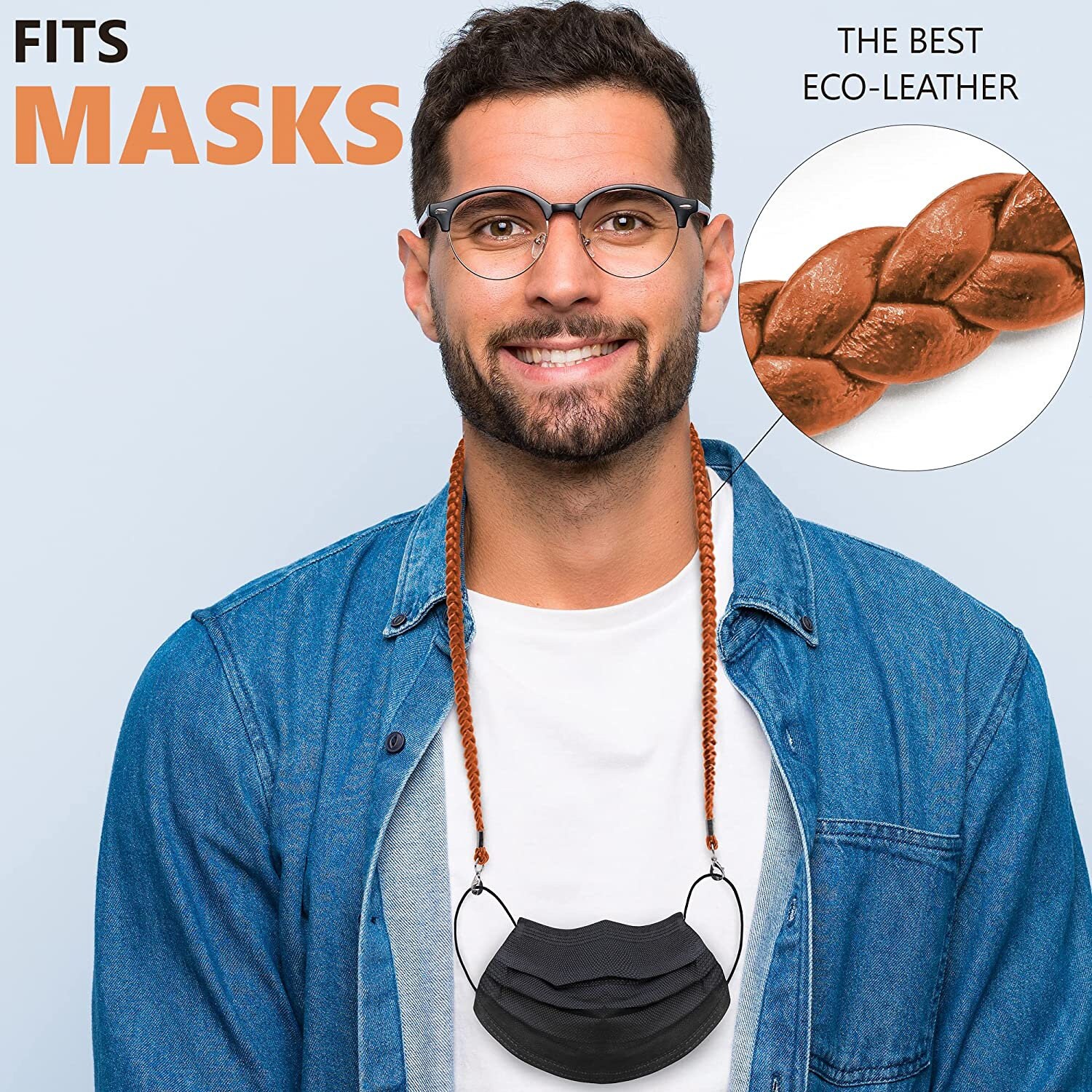 Eye Glass String Strap Holder Premium ECO Leather Glass Strap Eye Glass ...