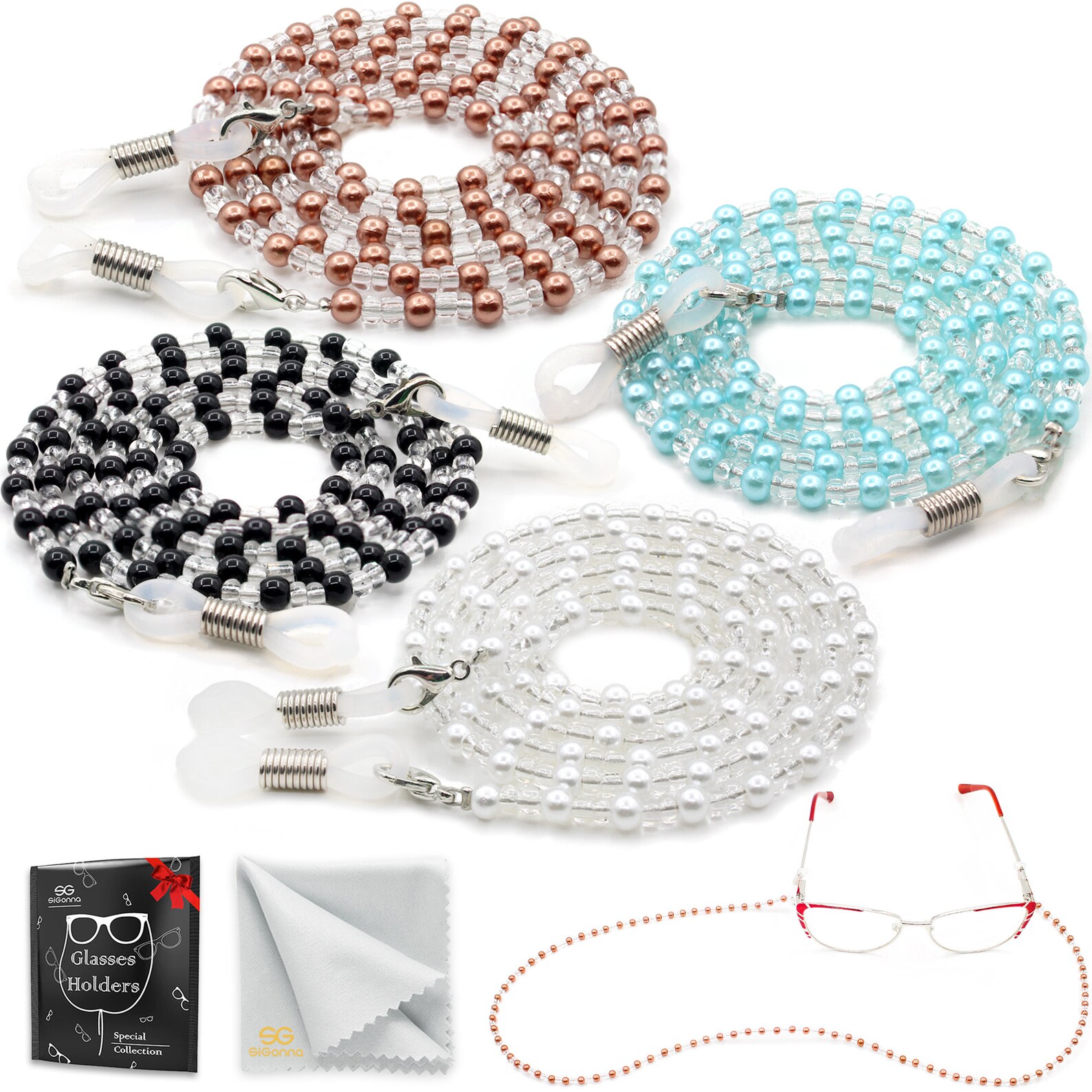 Eyeglass Chain for Women - Eye Glasses String Holder - Premium Beaded ...
