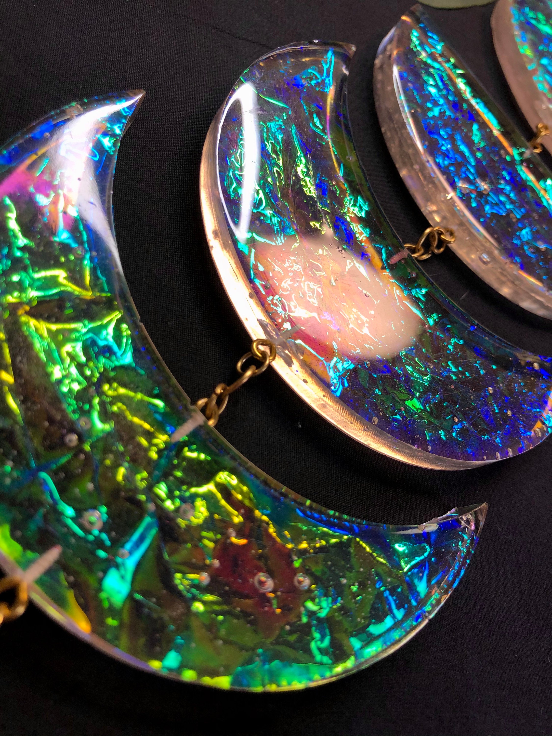 Iridescent Moon Chain Resin Moon Wall Decor Moon Phases | Etsy