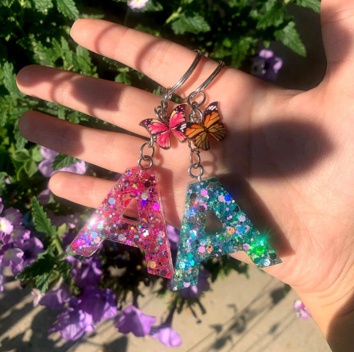 Initial Glitter Keychain Butterfly - Etsy UK