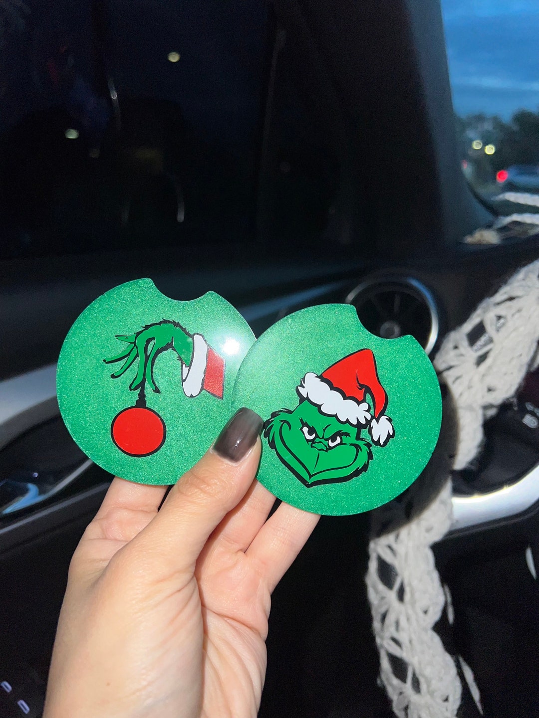 The Grinch Christmas Inspired Car Coasters | Holiday | Car Accessories ...