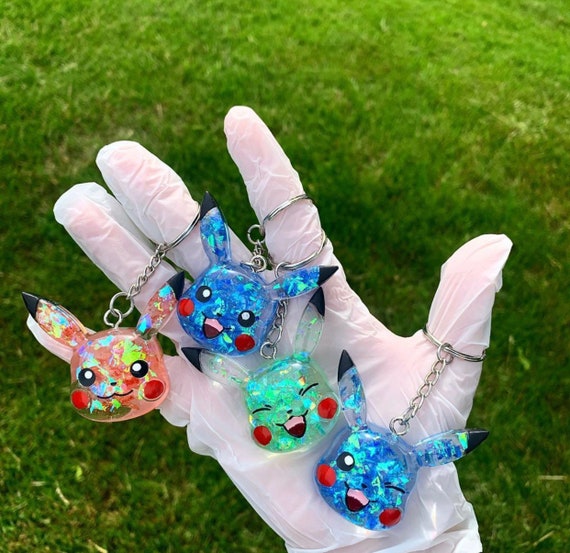Pikachu Glitter Keychain | Etsy