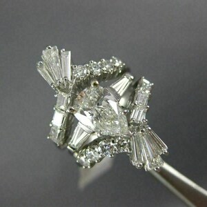 Antique Large 3.34ct Diamond Platinum Insert Wedding Engagement Ring Set 847 - Etsy