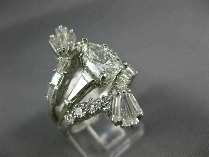Antique Large 3.34ct Diamond Platinum Insert Wedding - Etsy