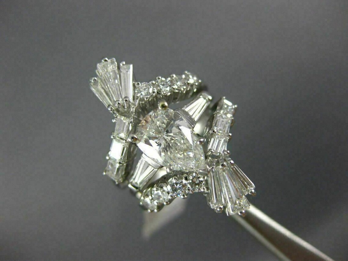 Antique Large 3.34Ct Diamond Platinum Insert Wedding | Etsy