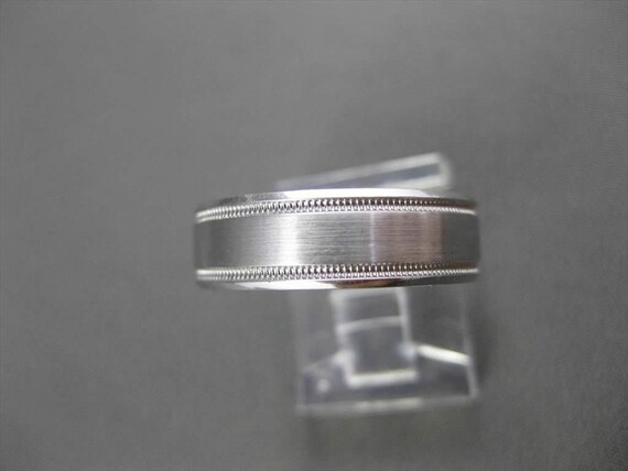 Estate Wide 14K White Gold Shiny & Hammer Mens Weddin… - Gem