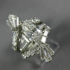 Antique Large 3.34ct Diamond Platinum Insert Wedding Engagement Ring Set 847 - Etsy