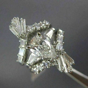 Antique Large 3.34ct Diamond Platinum Insert Wedding Engagement Ring Set 847 - Etsy