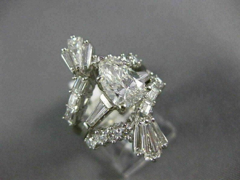 Antique Large 3.34ct Diamond Platinum Insert Wedding - Etsy