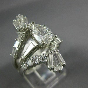 Antique Large 3.34ct Diamond Platinum Insert Wedding Engagement Ring ...