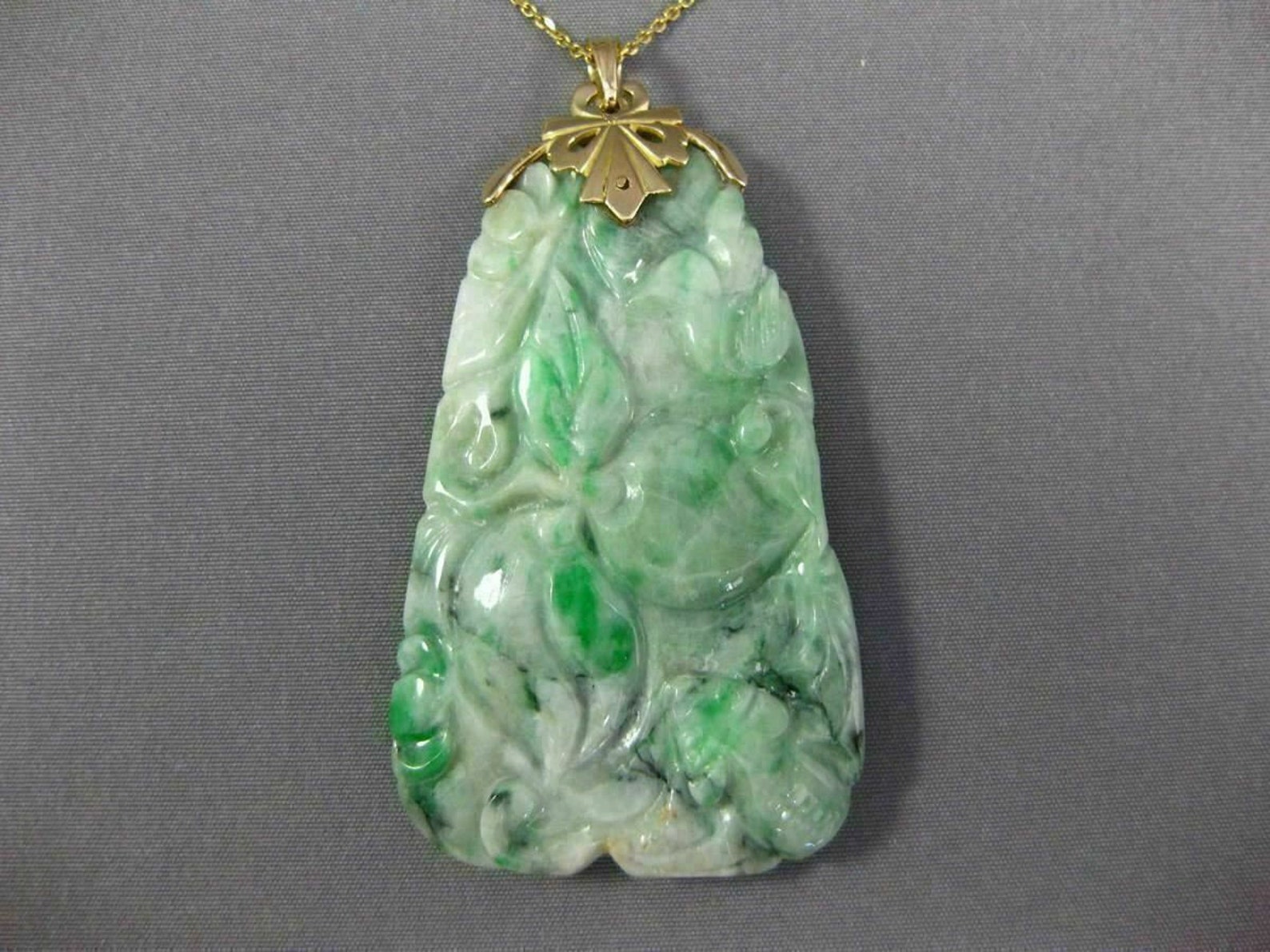 Antique Extra Large Aaa Jade 14kt Yellow Gold Hand Carved - Etsy