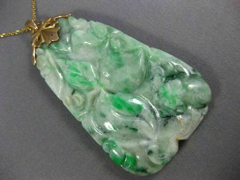 Antique Extra Large Aaa Jade 14kt Yellow Gold Hand Carved - Etsy