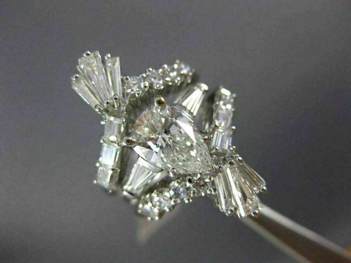 Antique Large 3.34Ct Diamond Platinum Insert Wedding | Etsy