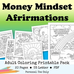 20 Adult Coloring Pages Money Mindset Affirmations Printable Pack ...