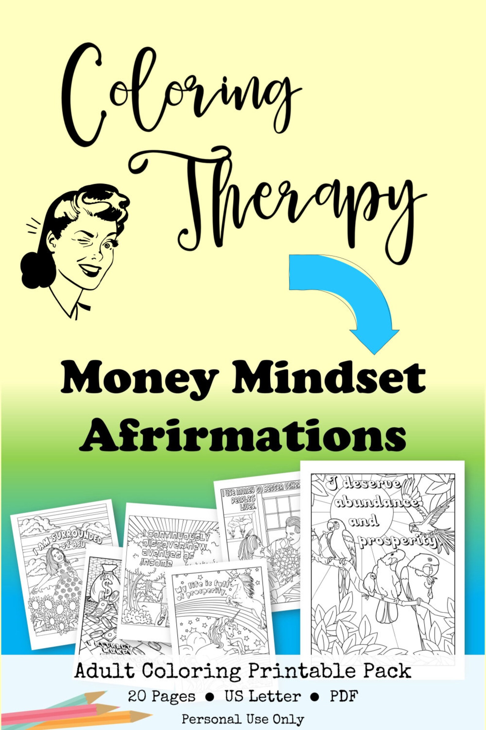 20 Adult Coloring Pages Money Mindset Affirmations Printable Pack ...