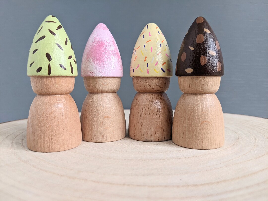Ice Cream Gnome Peg Doll Set, Ice Cream Flavours, Pastels, Rainbows ...