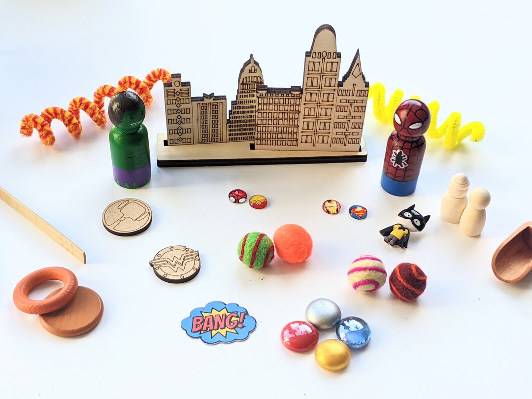Superheroes Sensory Tray Activity Set, Sensory Bin Kit, Small World ...
