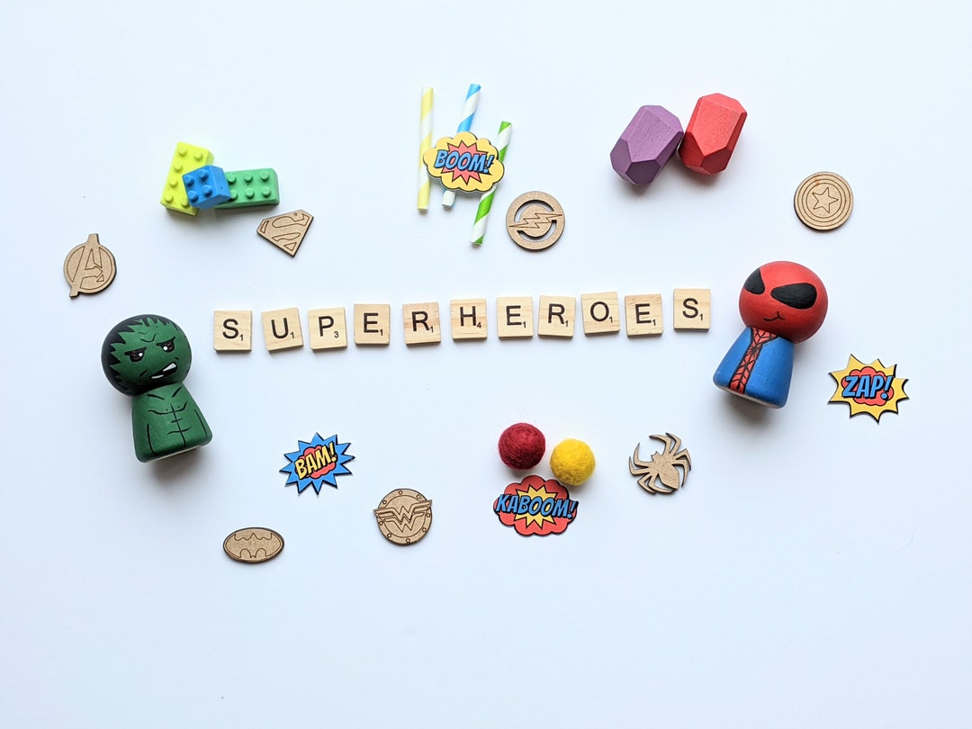 Superhero Sensory Tray Activity Set, Sensory Bin Kit, Small World Play ...