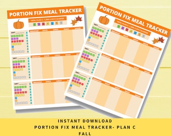 Portion Fix Meal Tracker Plan A - Etsy