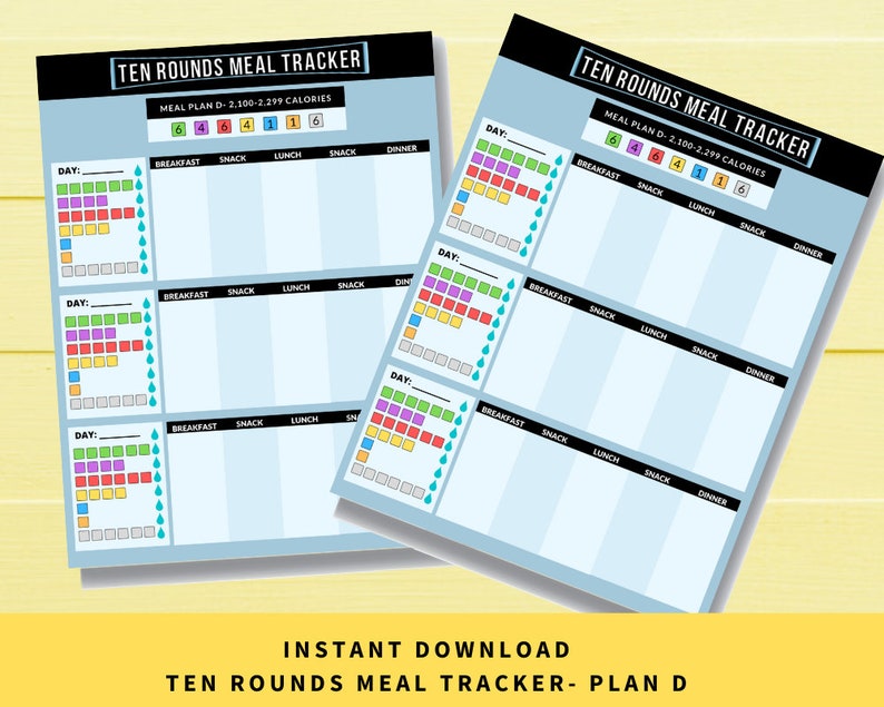 Ten Rounds Meal Tracker Plan D Portion Control - Etsy