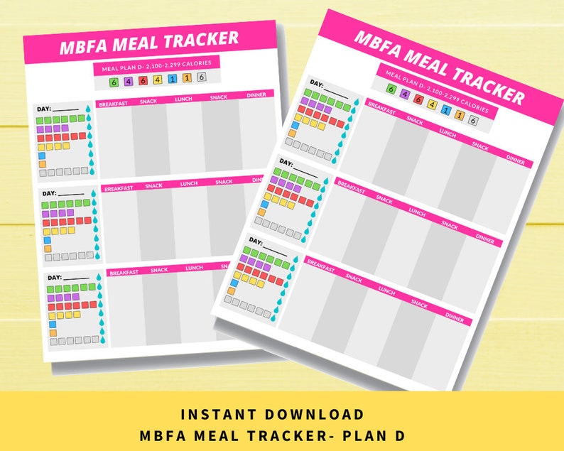 MBFA Meal Tracker Plan D Portion Control - Etsy