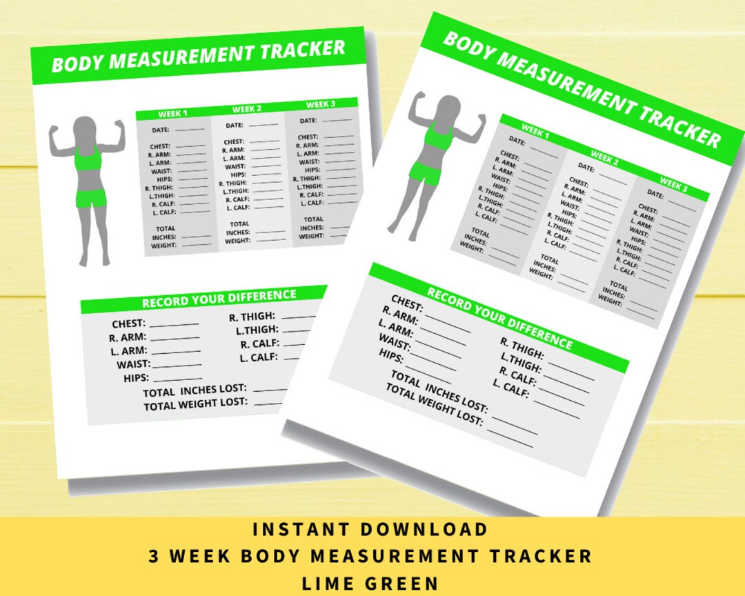 3 Week Body Measurement Tracker- Female Lime Green - Etsy