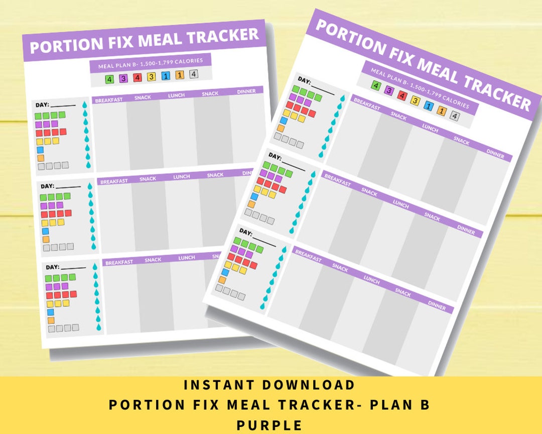 Portion Fix Meal Tracker Plan B - Etsy