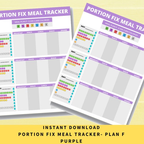 Portion Fix Meal Tracker Plan A - Etsy