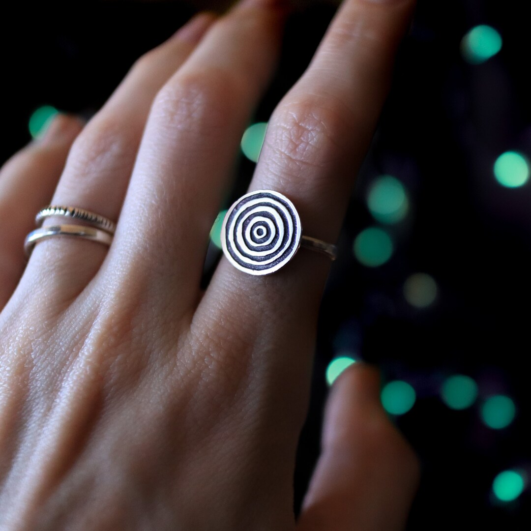 Bullseye Ring, Circle Ring, Unisex Jewelry, Sterling Silver Statement ...
