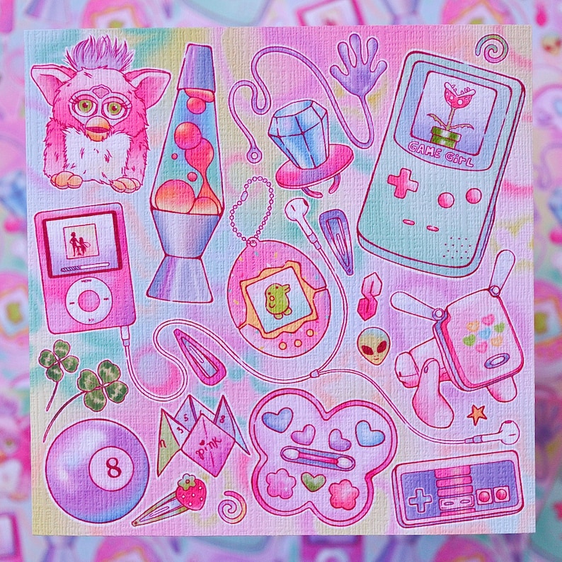 90s Baby Nostalgia Art Print: Textured Square 5x5” - Etsy
