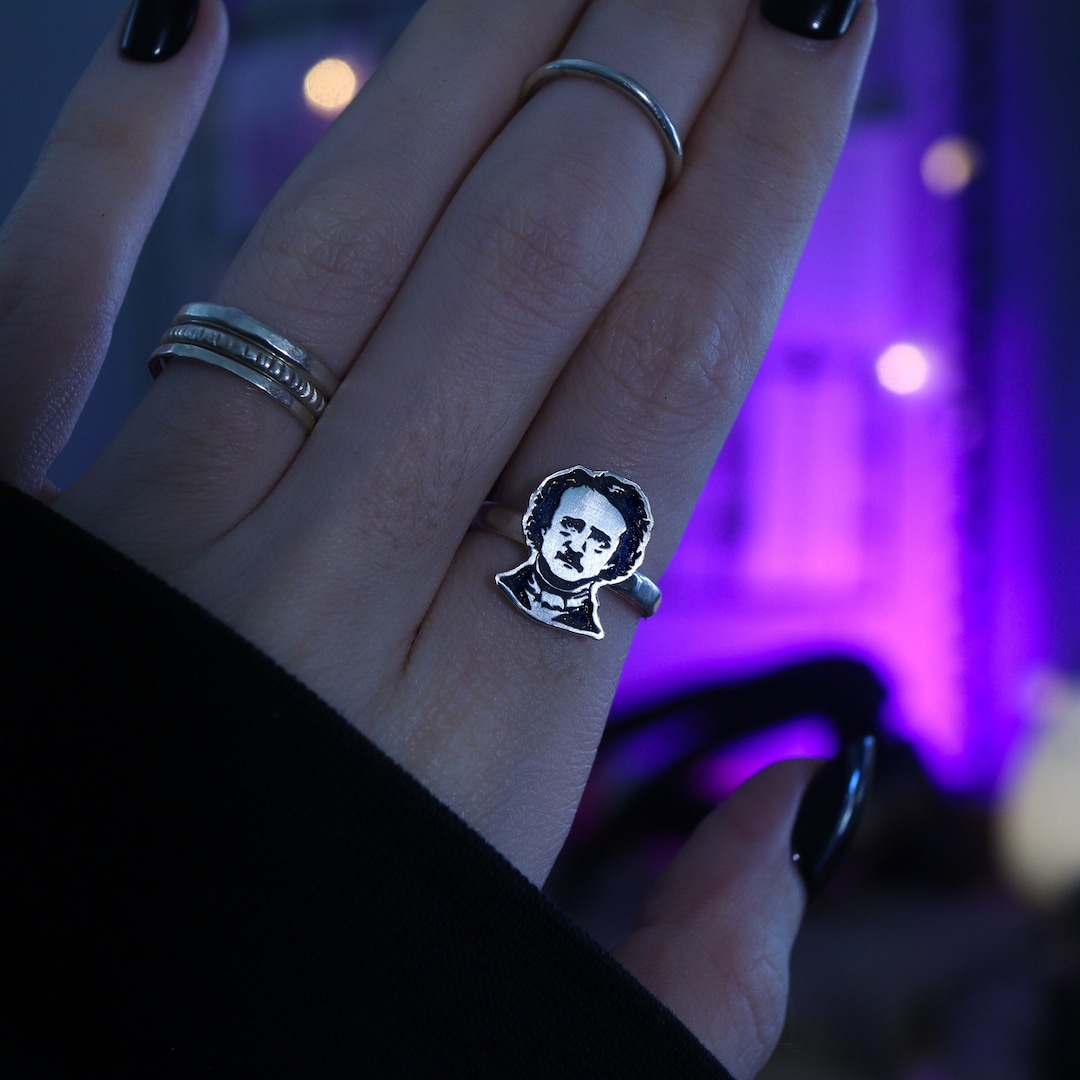 Edgar Allan Poe Ring, Sterling Silver, Made to Order - Etsy