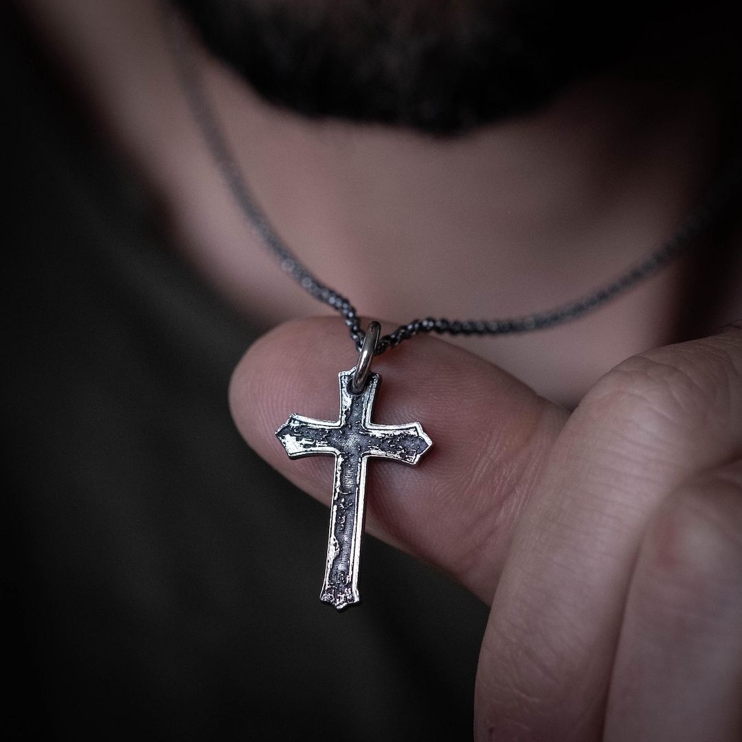 Sterling Silver Cross Necklace for Men – Personalized Handmade ...
