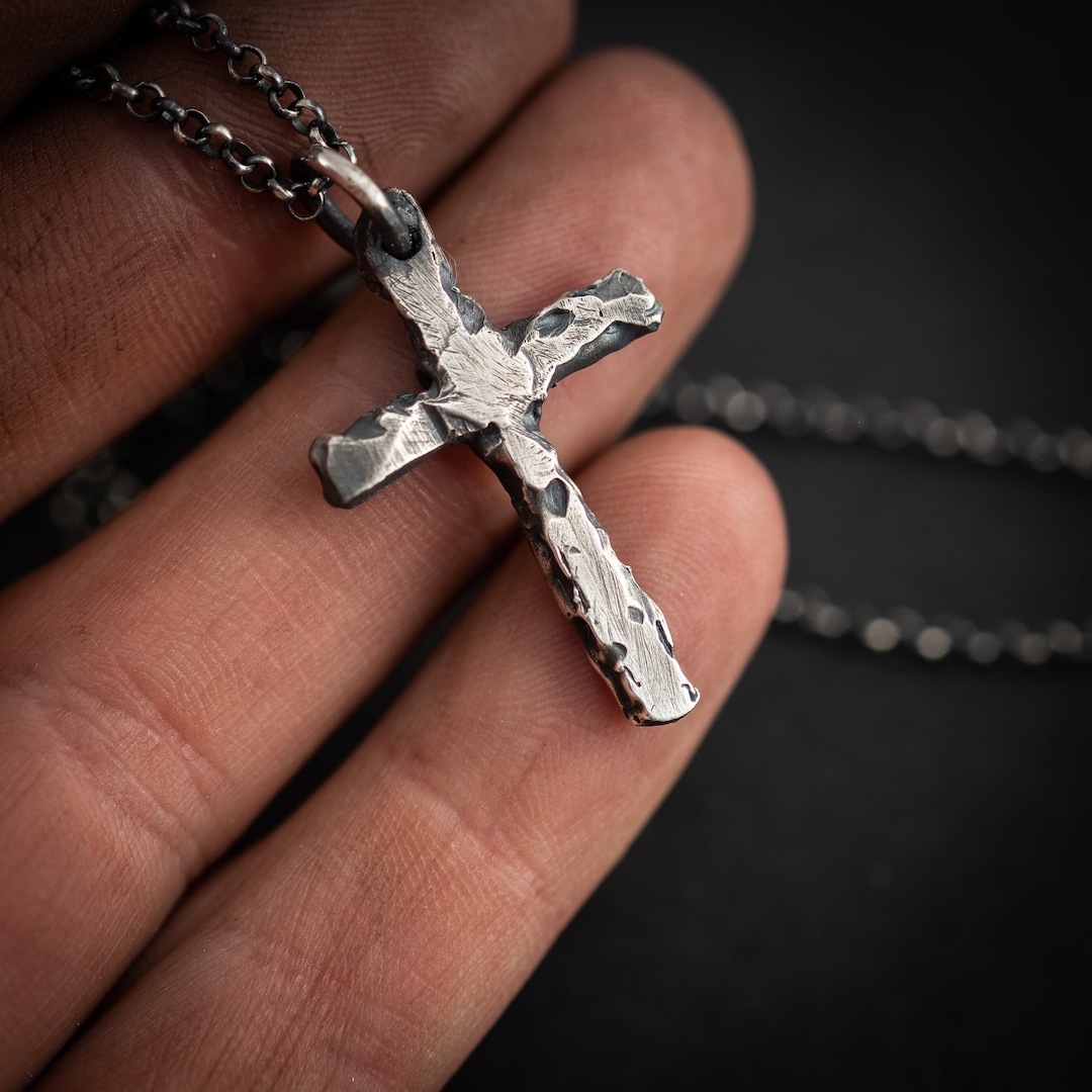 Mens Cross Pendant Necklace, Christian Necklace, Strength Pendant ...