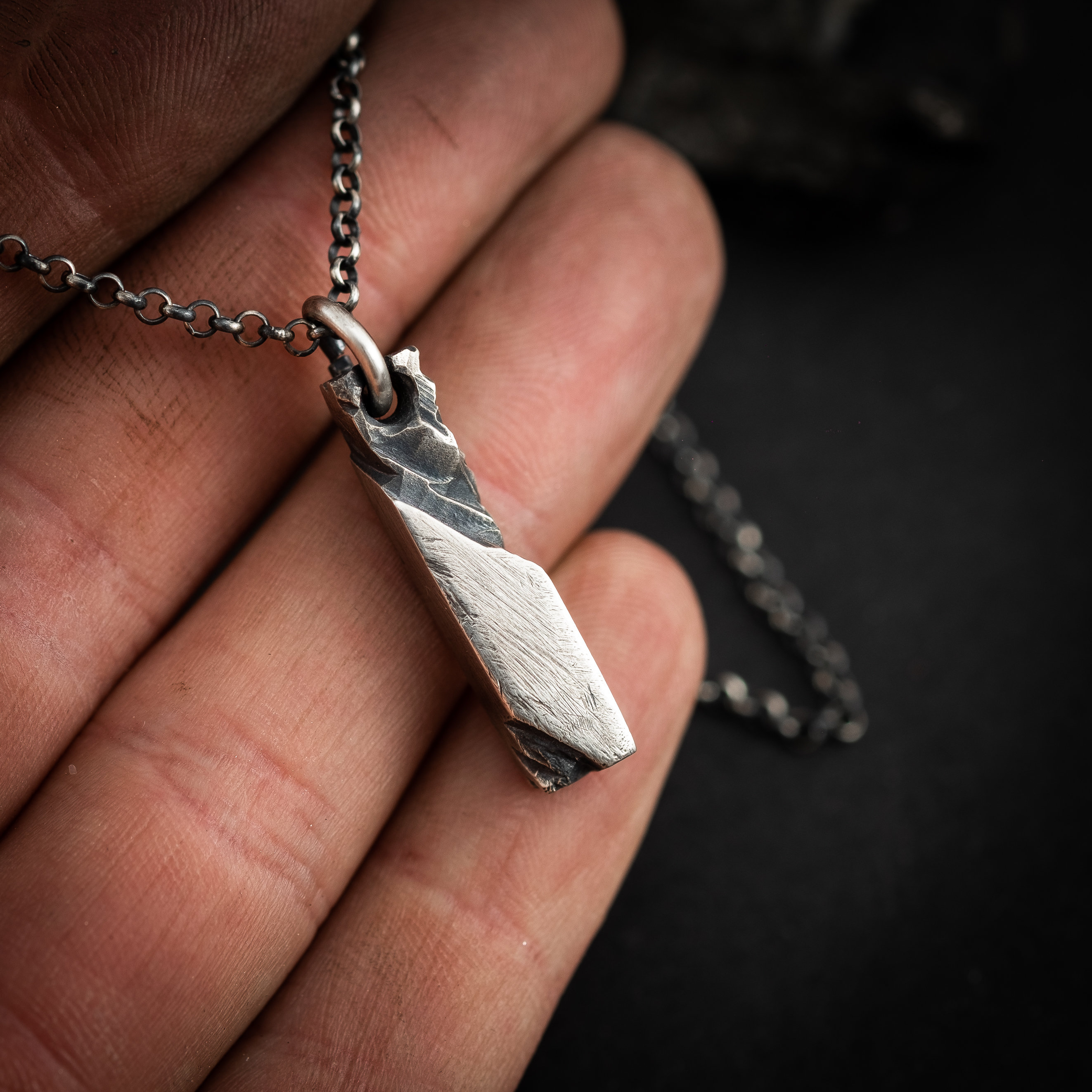 Handmade Rustic Men's Necklace, Unique Silver Pendant, Contemporary ...