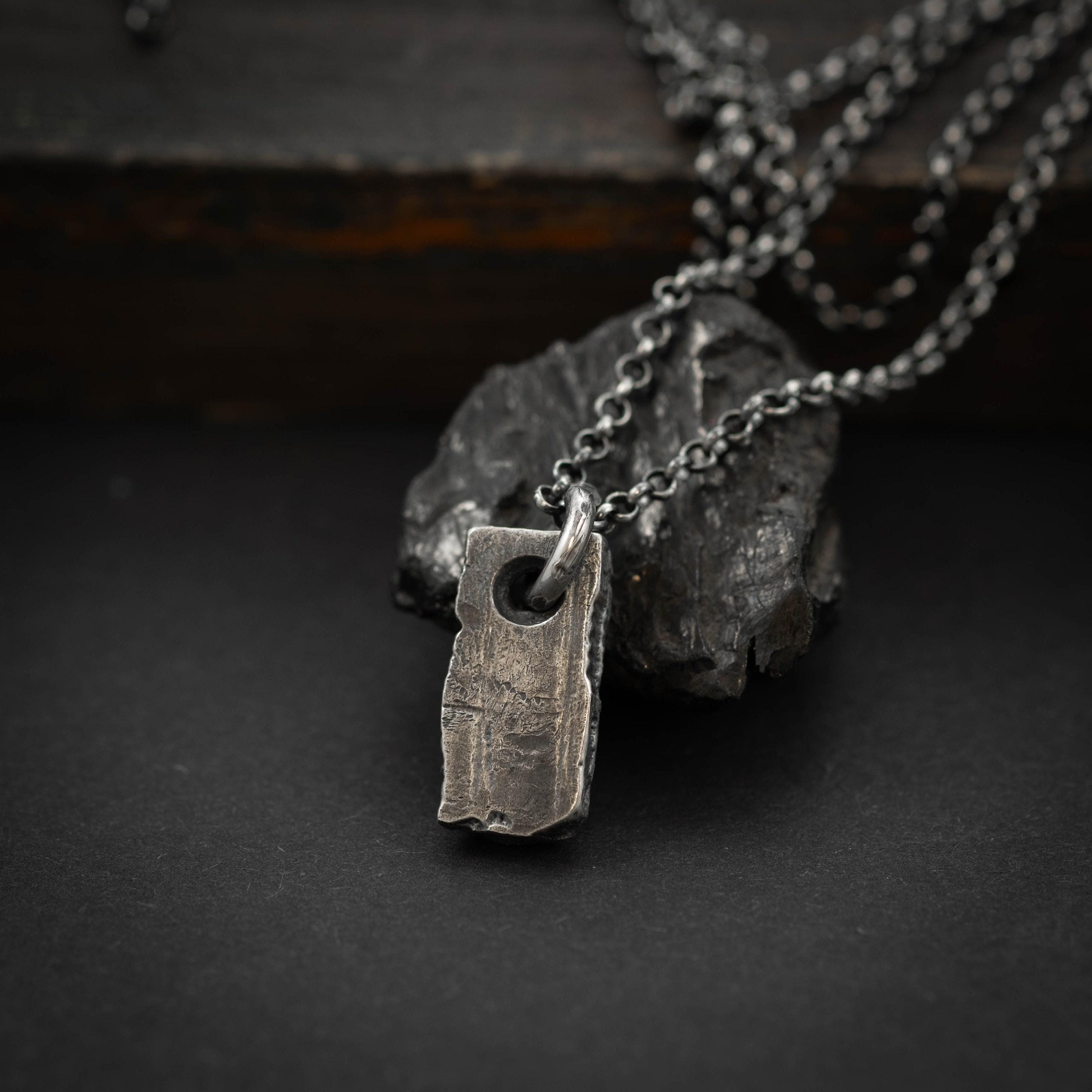 Rustic Mens Silver Protection Pendant Necklace, Unique Mens Gift ...