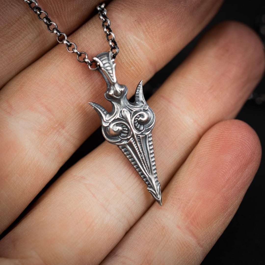 Viking Gungnir Spear Pendant Necklace, Silver Norse Warrior Amulet ...