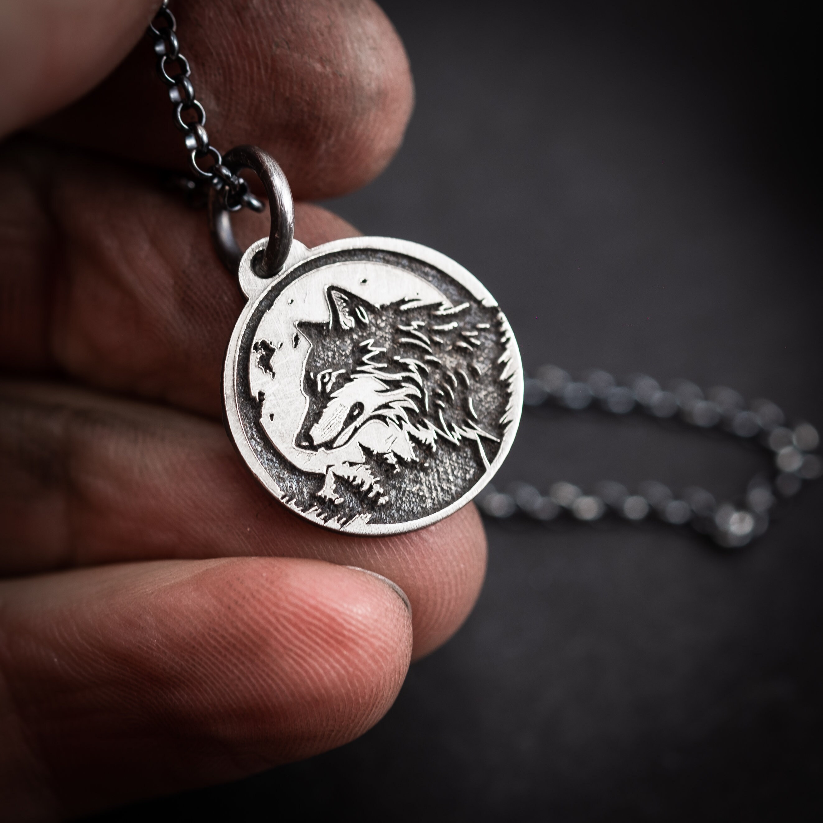 Moon Wolf Necklace - Etsy Moon Wolf Necklace - Etsy