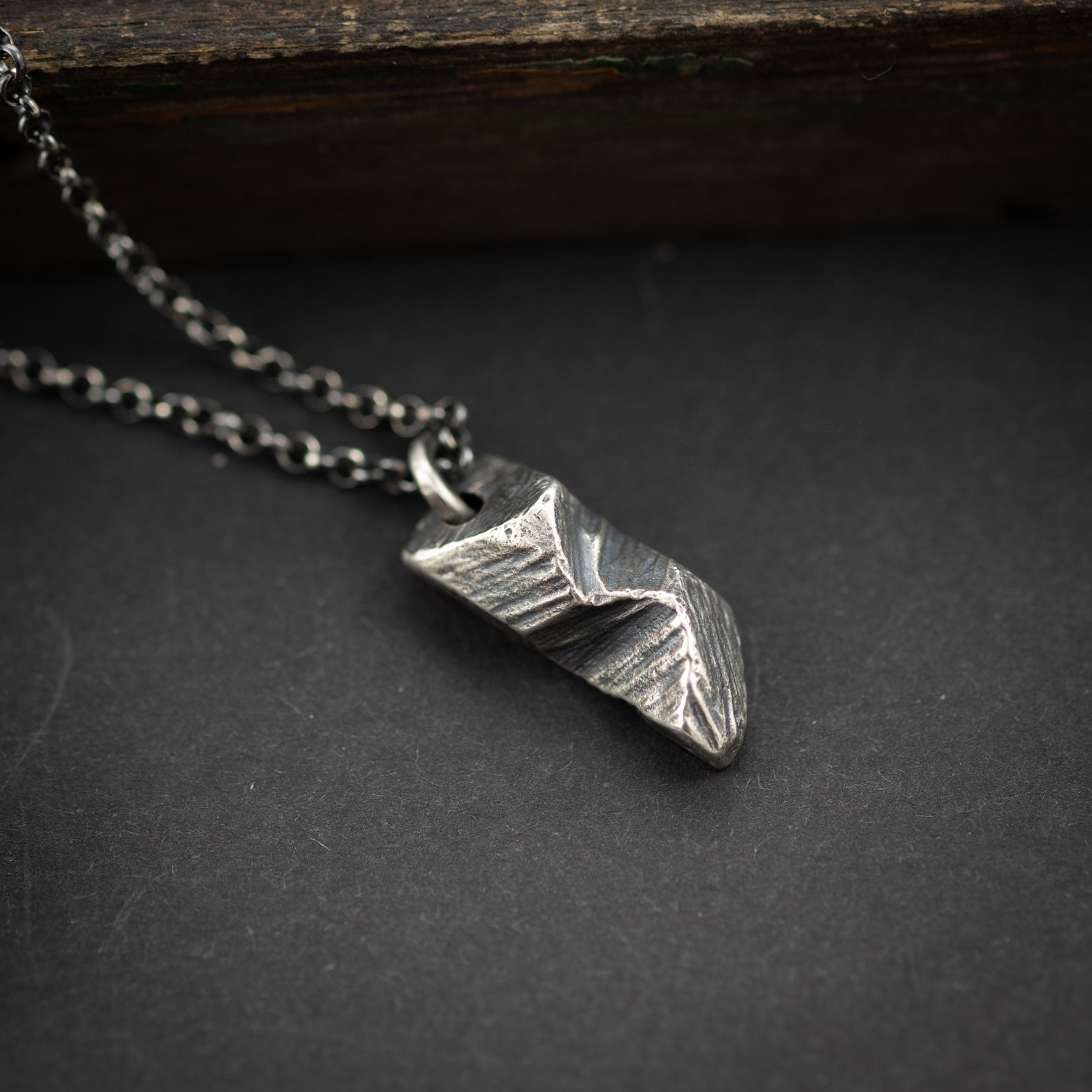 Rustic Silver Protection Mens Pendant Necklace Mountain | Etsy