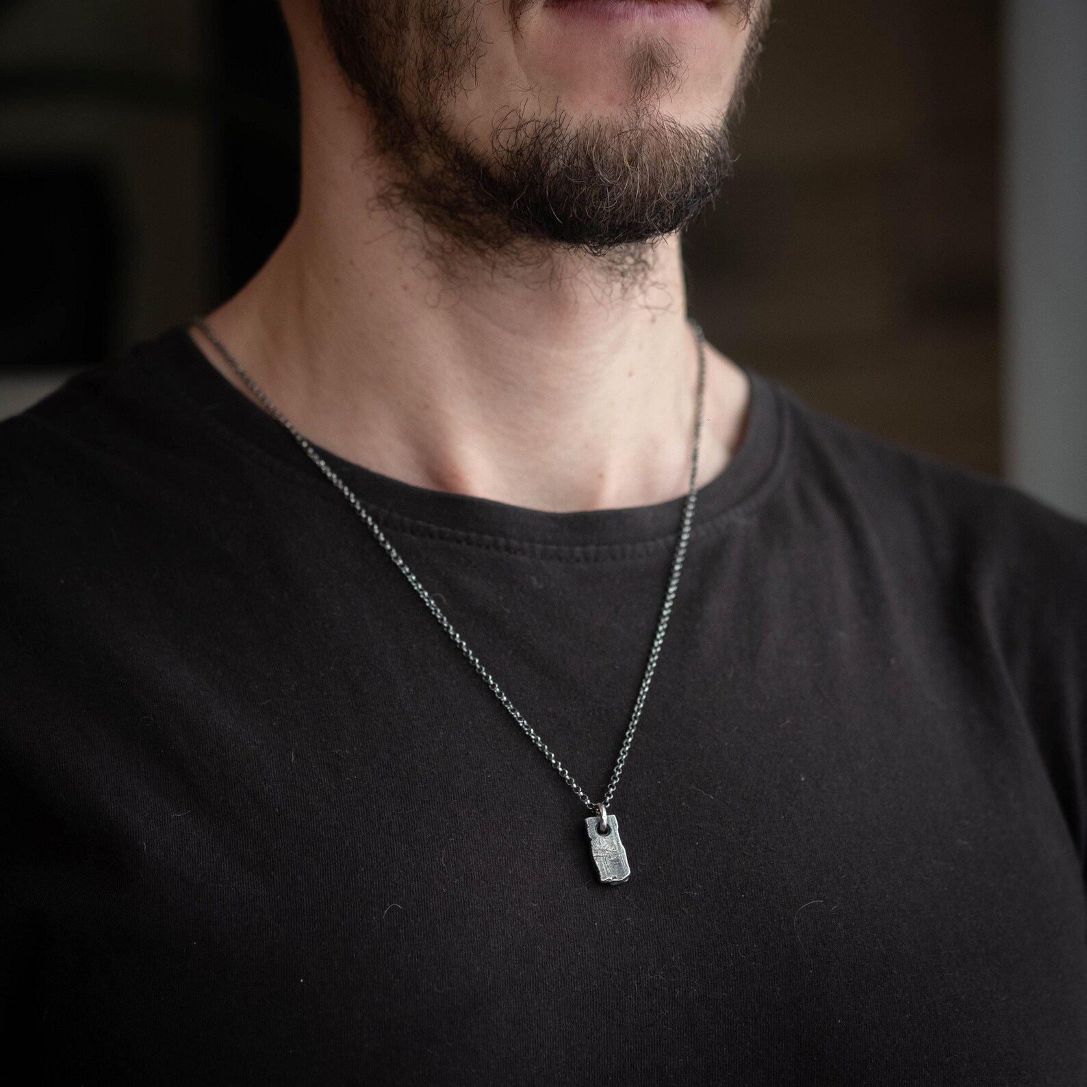 Rustic Mens Silver Protection Pendant Necklace, Unique Mens Gift ...