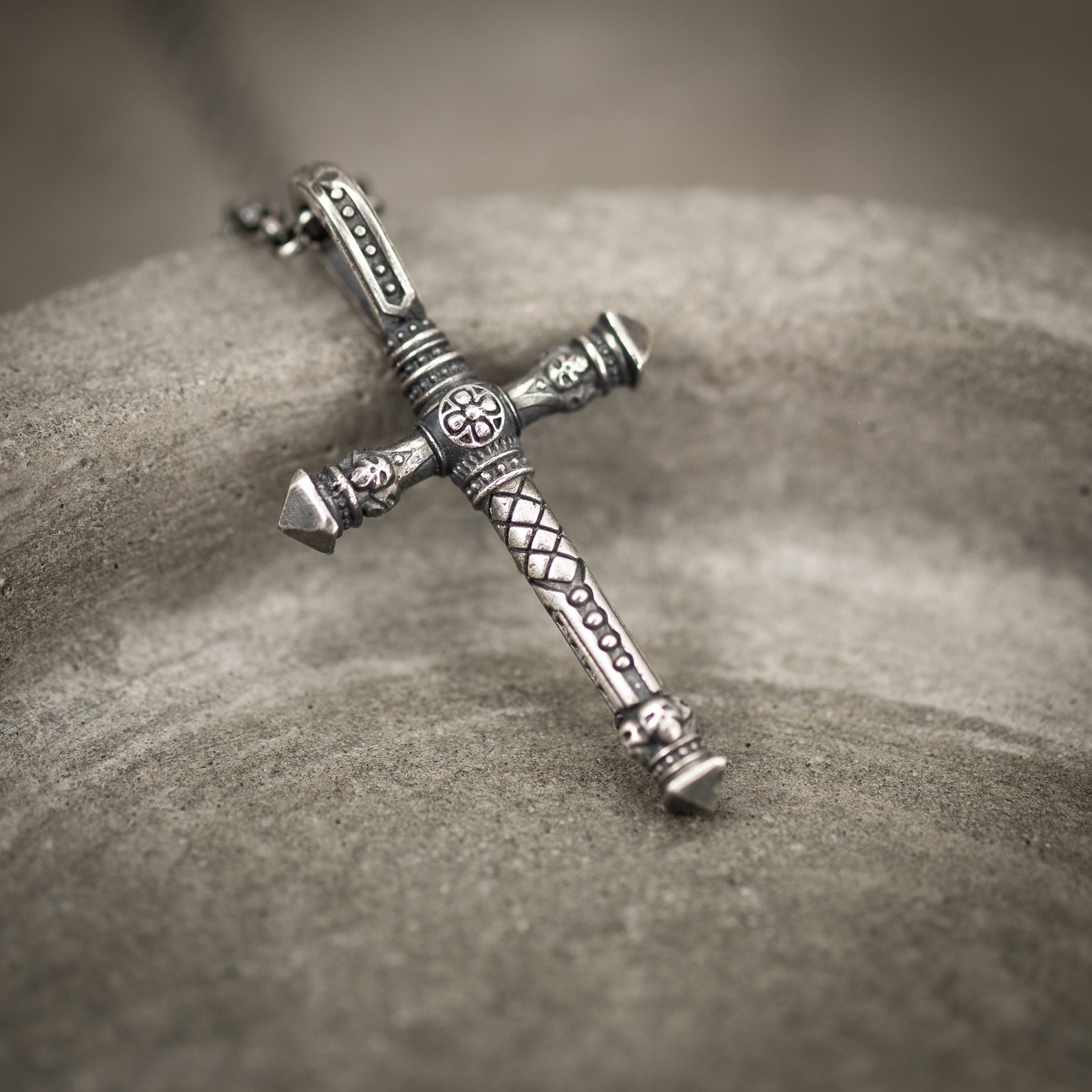 925 Sterling Silver Mens Cross Necklace, Protection Mens Necklace ...