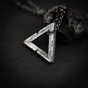 Triangle Minimalist Mens Necklace, Protection Amulet, Handmade Silver ...