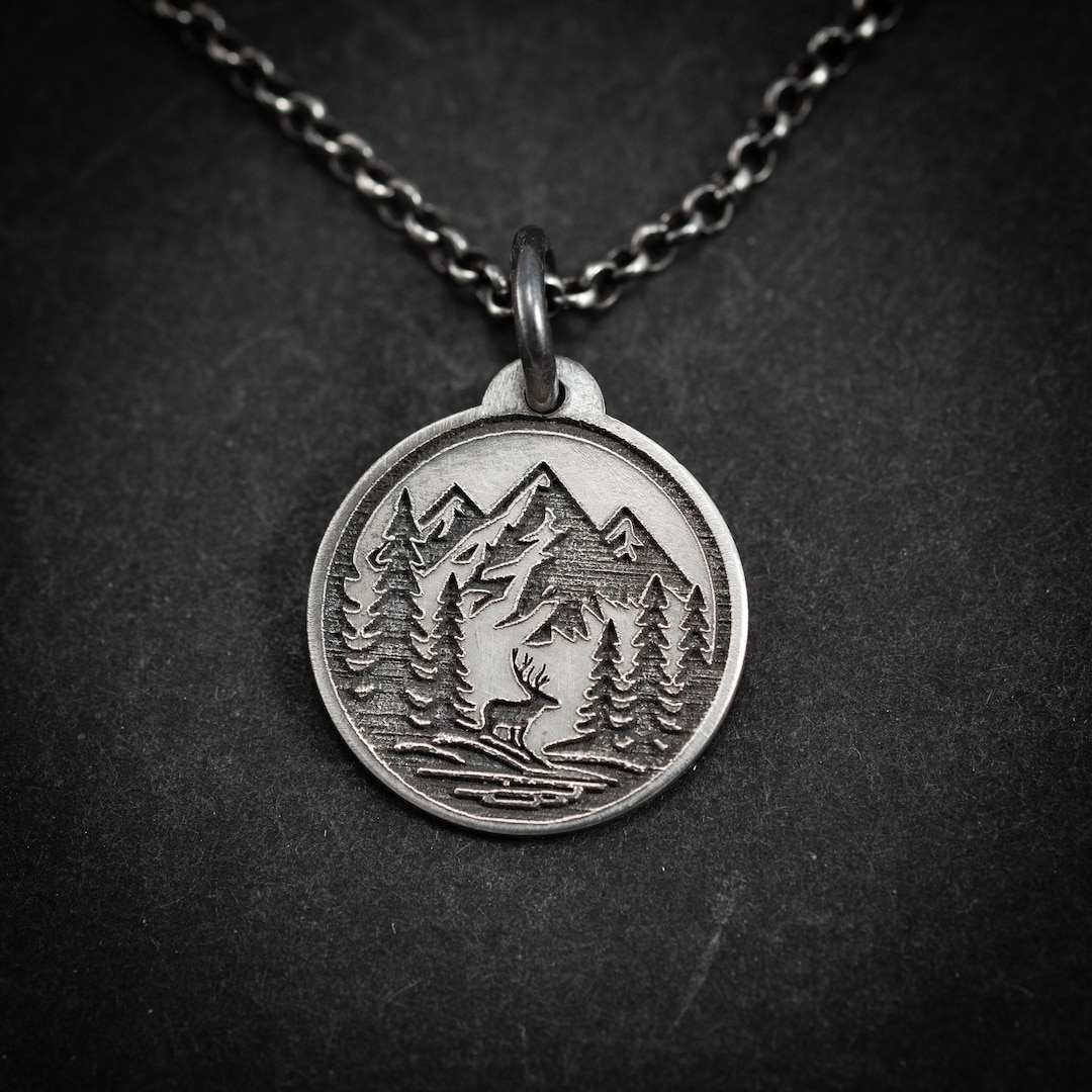 Mountain Landscape Necklace, Unique Men Jewelry Mountaineering ...