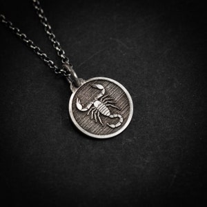 Scorpio Zodiac Silver Pendant Necklace, Handmade Scorpion Astrology ...